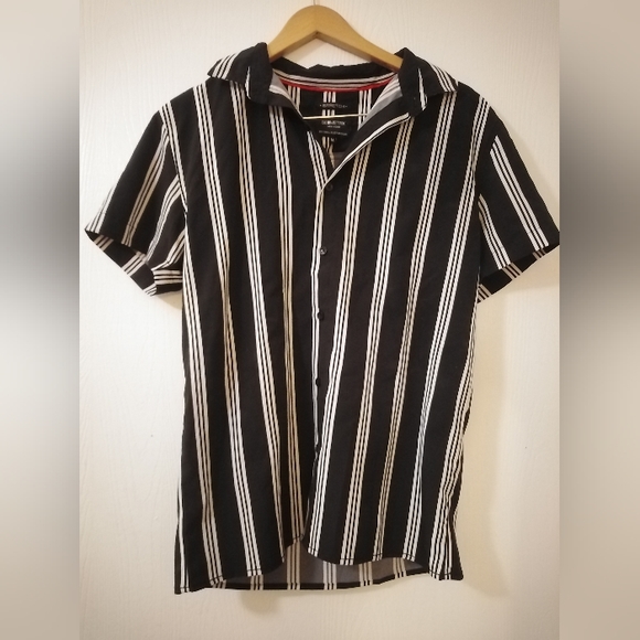 Shirts | Unisex Black And White Striped Button Down | Poshmark